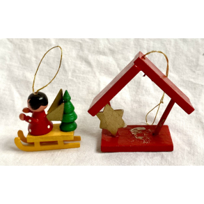 Retro Julepynt - Juleophæng - Snemand & Engel - Malet Træ - Daells ...