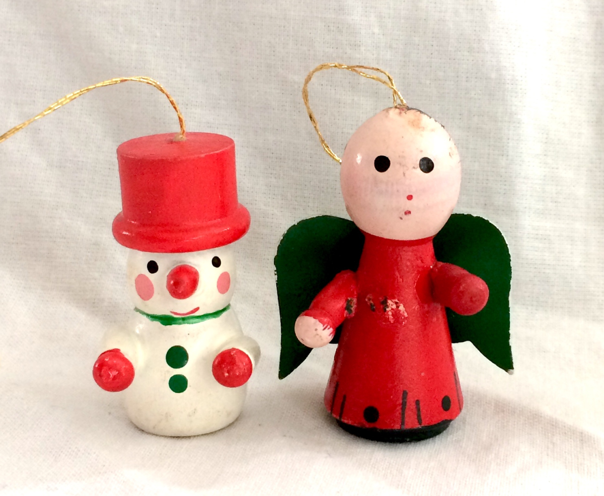 Retro Julepynt - Juleophæng - Snemand & Engel - Malet Træ - Daells Varehus - Sæt Af 2 ...