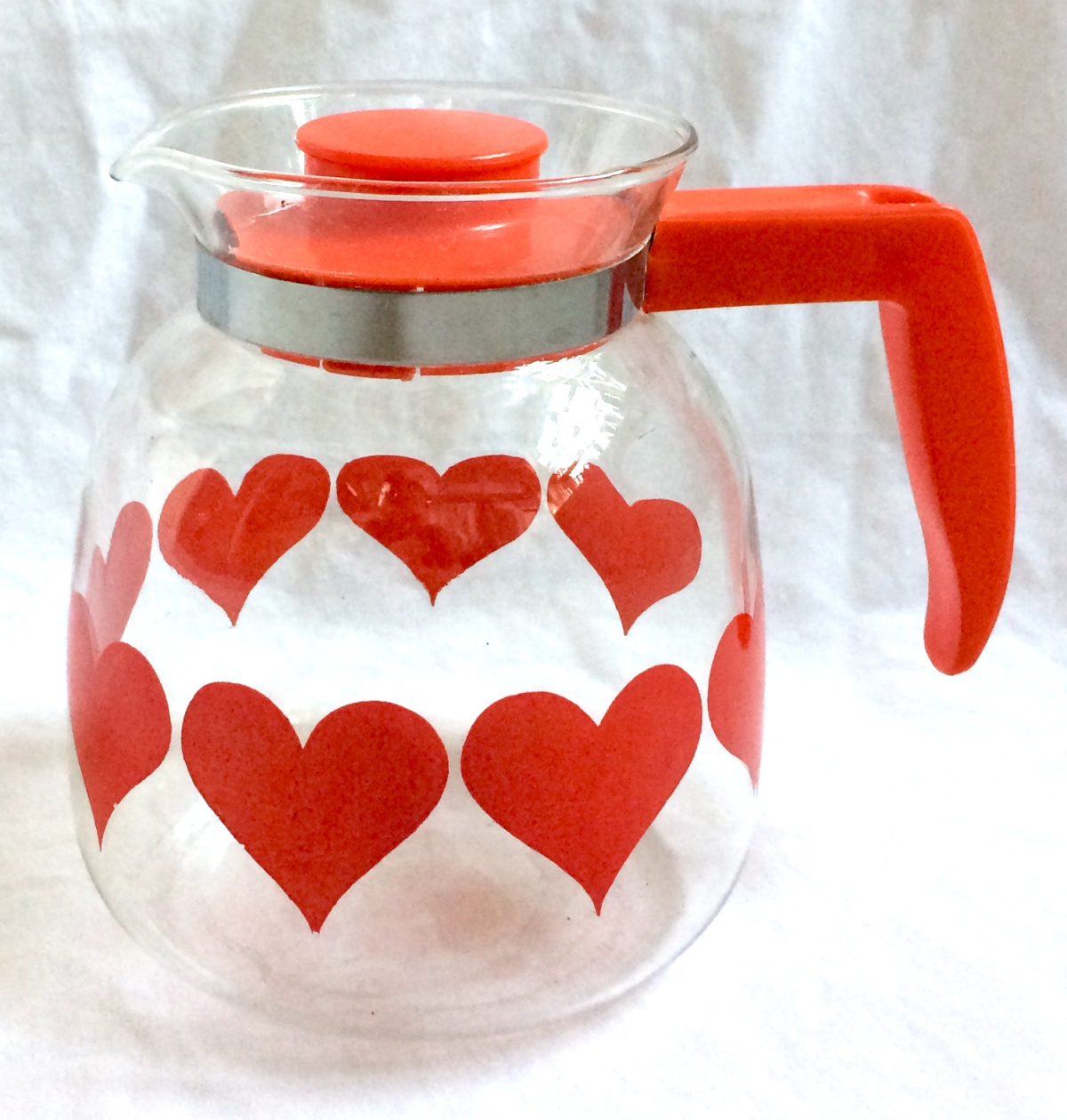 Retro Kaffekolbe - Glaskande - Rød - Hjerter - 17 cm. - Køkkenting ...