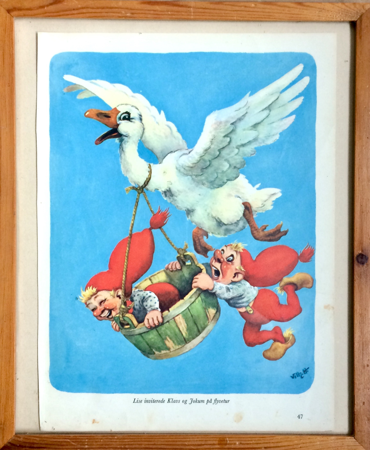 Retro Julebillede - Nisser Med Gås - Vilhelm Hansen - 31 cm ...